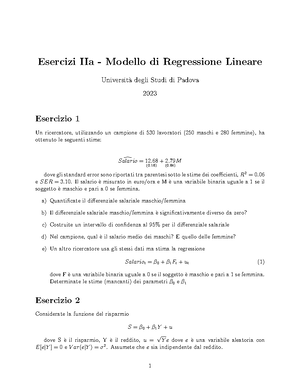 Domande econometria - DOMANDA 1 Per due variabili indipendenti X e Y la ...