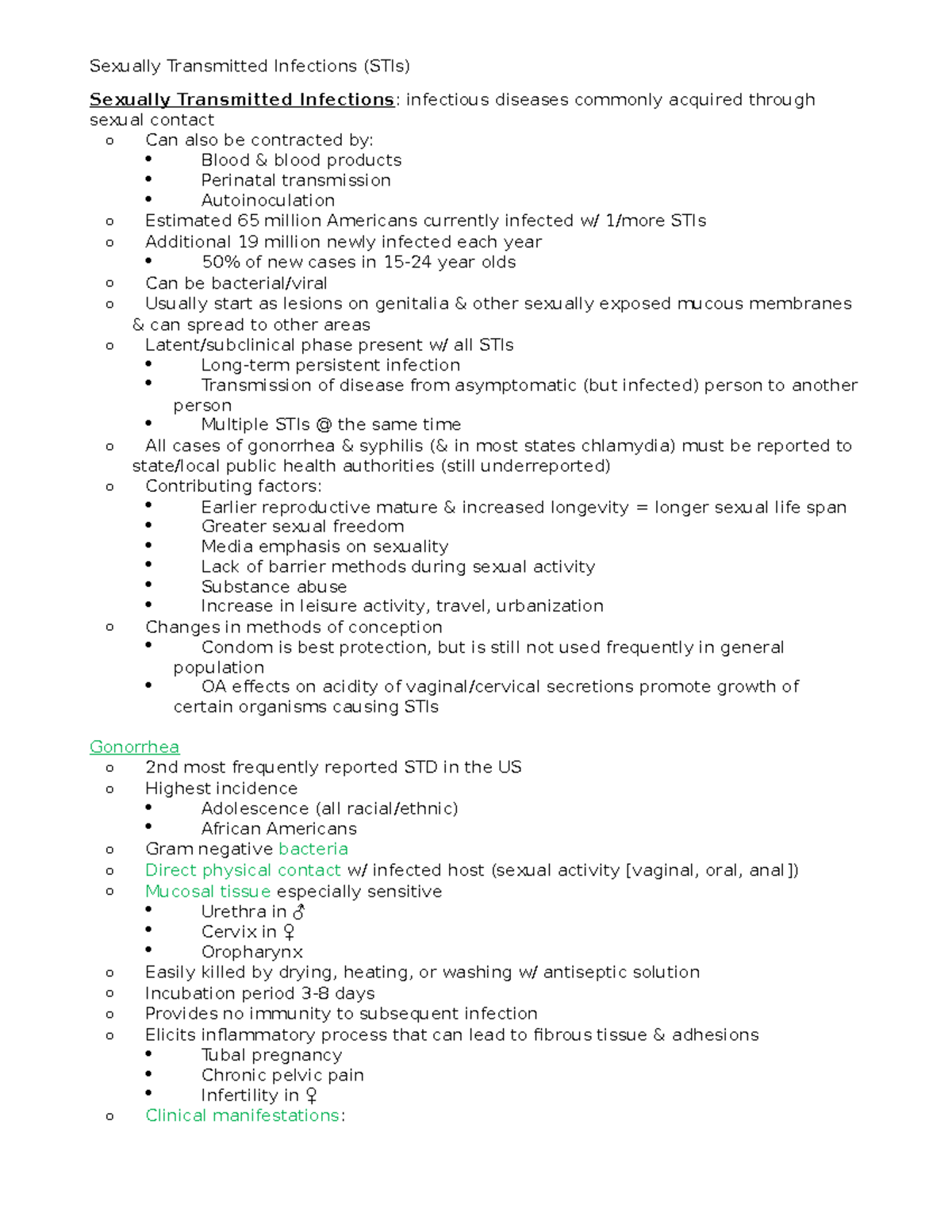 Sexually Transmitted Infections (STIs) - Studocu