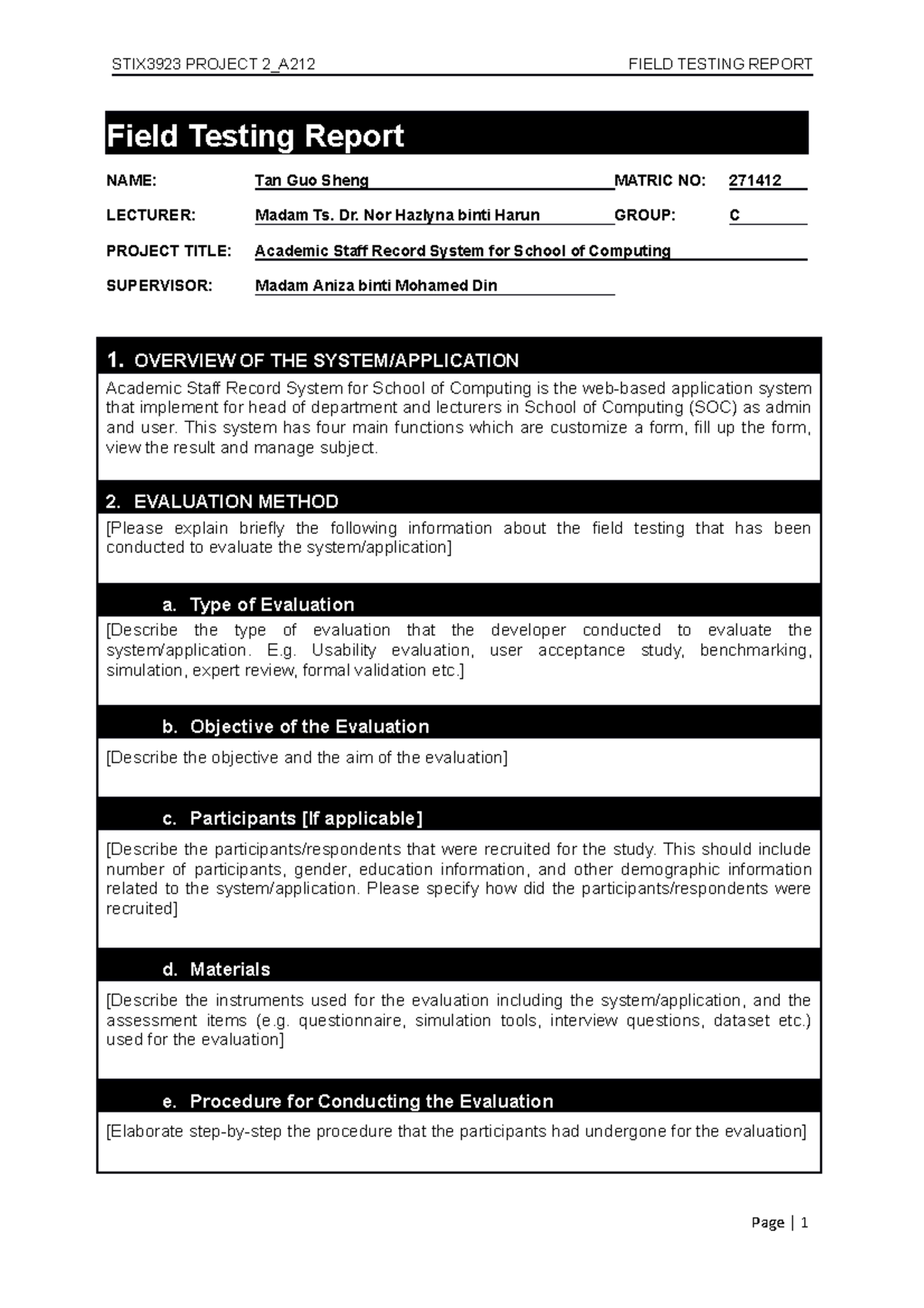 3 STIX3923 Project 2-Field Testing Report - STIX3923 PROJECT 2_A212 ...