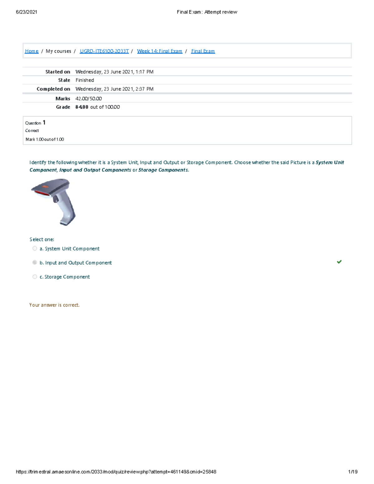 Introduction to computing final exam - Home/My courses/ UGRD-ITE6100-2033T/ Week 14: Final Exam ...