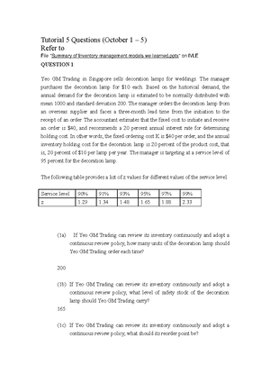 Tutorial 4 Solution Guide - Tutorial 4 Solutions: Quality Control All ...