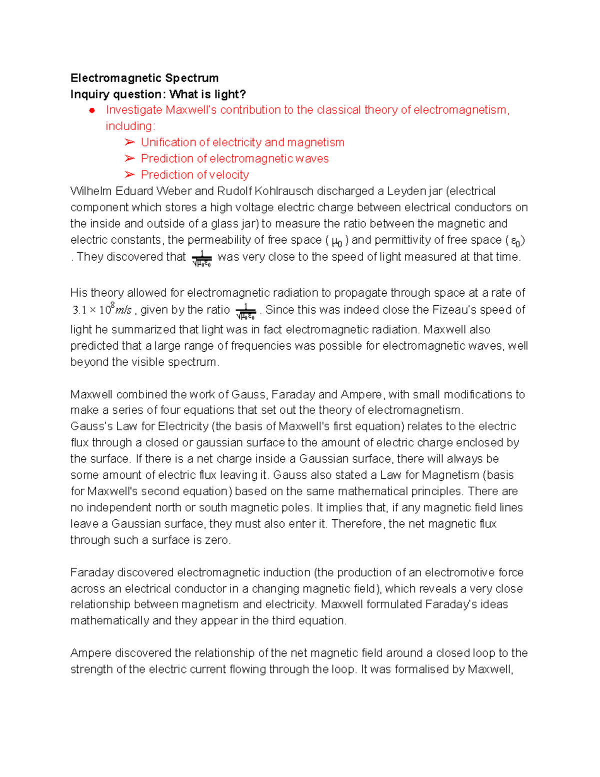 2019 PHY Module 7 The nature of light Notes Rochelle Collins Notes 16 ...