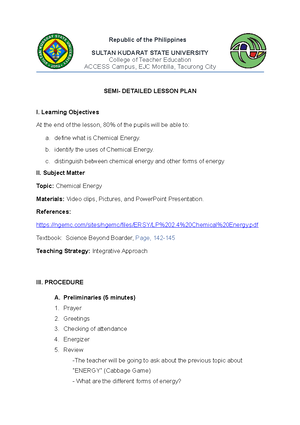 DETAILED LESSON PLAN ELEMENTARY LEVEL - Republic of the Philippines SULTAN KUDARAT STATE ...