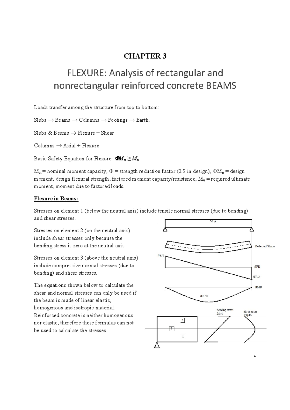 Chapter 3 - Summary Reinforced Concrete - CHAPTER 3 FLEXURE: Analysis ...