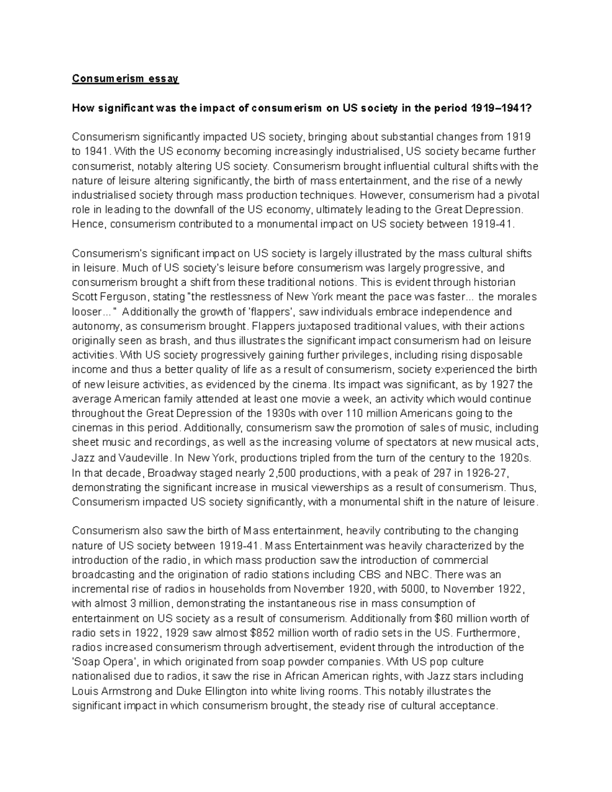 Consumerism essay - Consumerism essay How significant was the impact of ...