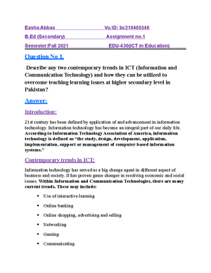 EDU401 - Contemporary Issues and Trends in Education - Lesson 1 ...