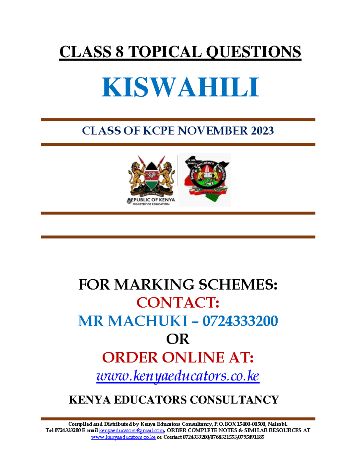 Class 8 KISW Topical Questions - Compiled and Distributed by Kenya ...