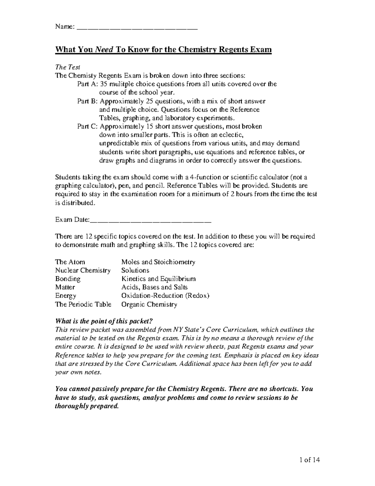 What-You-Need-To-Know-for-the-Chemistry-Regent-Exam 1 - Name