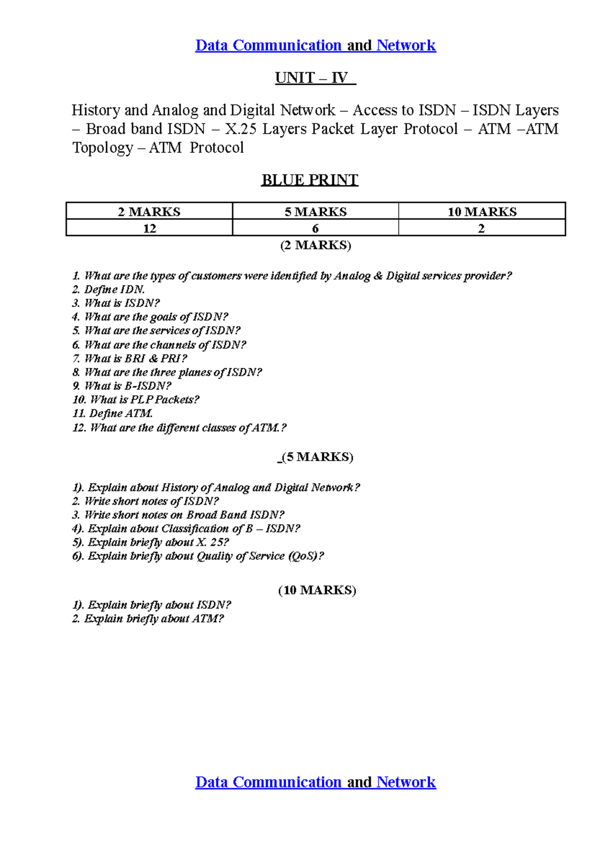 Data Communication and Network 4 - Data Communication and Network UNIT ...