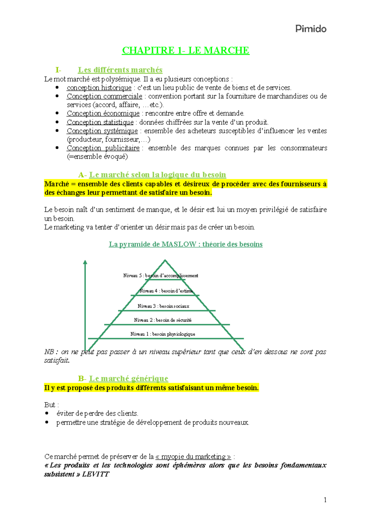 Cours d'initiation au marketing - CHAPITRE 1- LE MARCHE I- Les ...