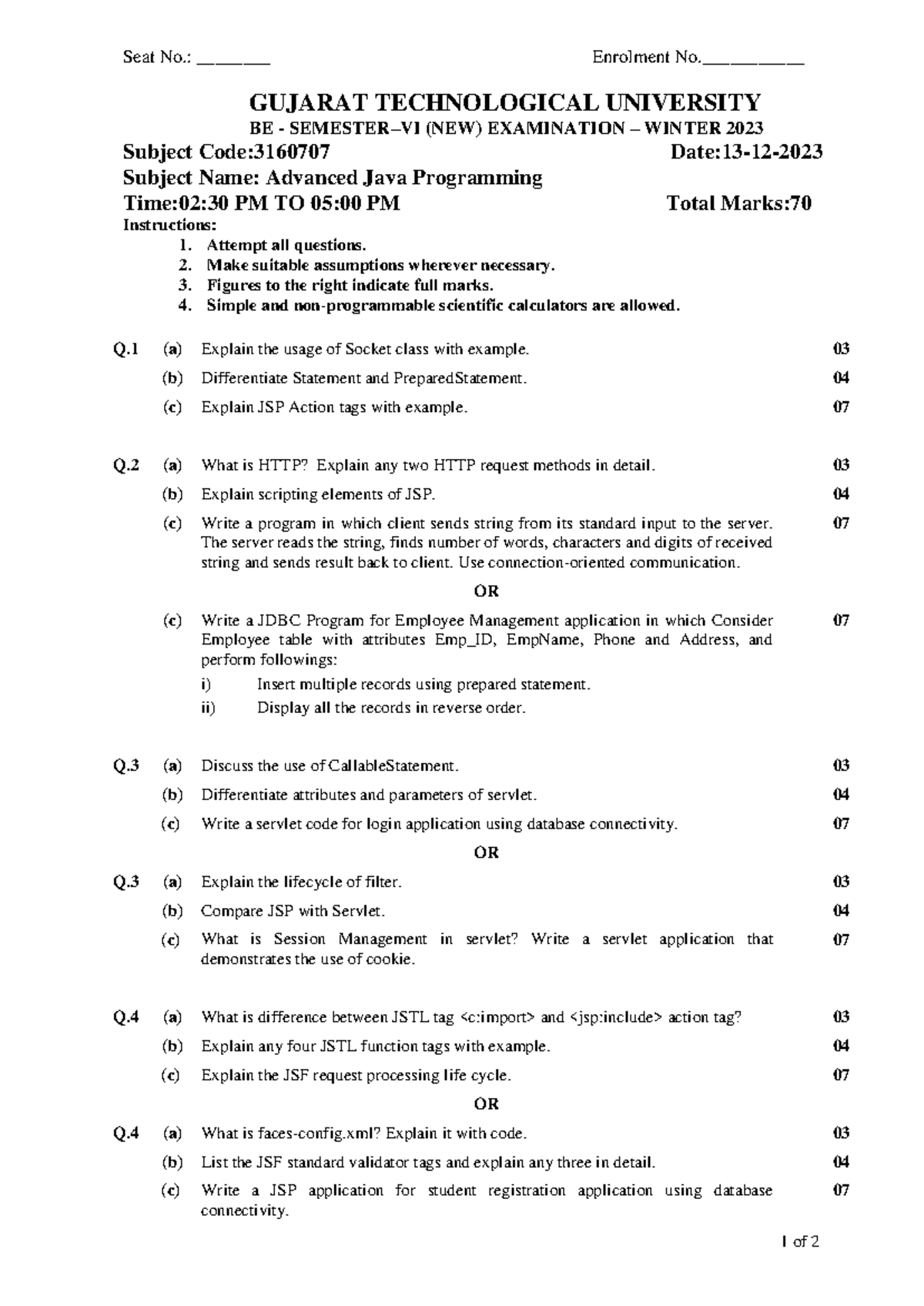 W23 - prac - 1 of 2 Seat No.: ________ Enrolment No.___________ GUJARAT ...