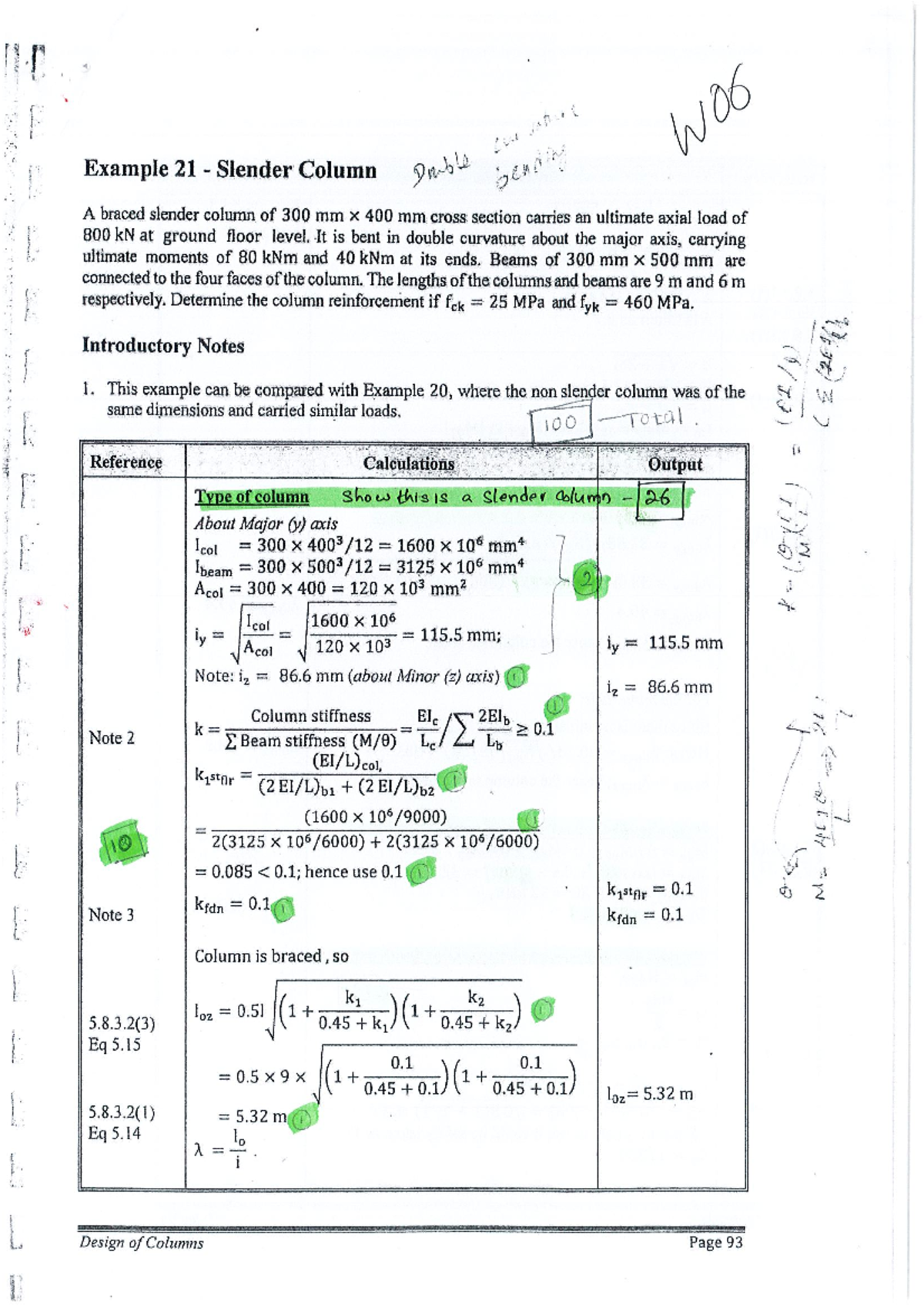 6 - Was Example 21 Slender Column Double bending A braced slender ...