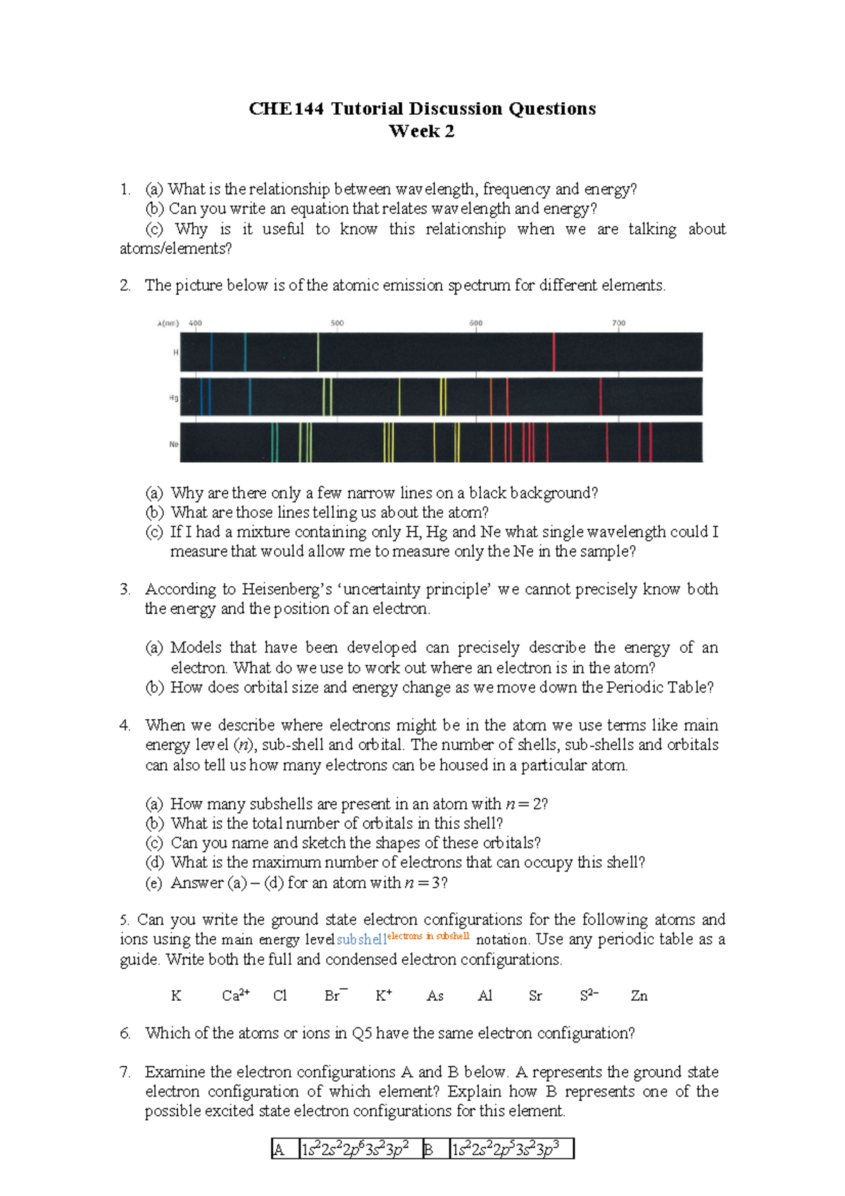 Week 2 Tutorial Discussion Questions Che144 Tutorial Discussion