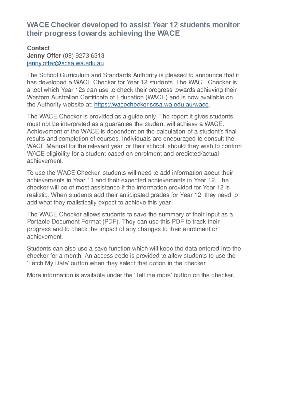 WACE Checker essential for students of any year - WACE Checker ...