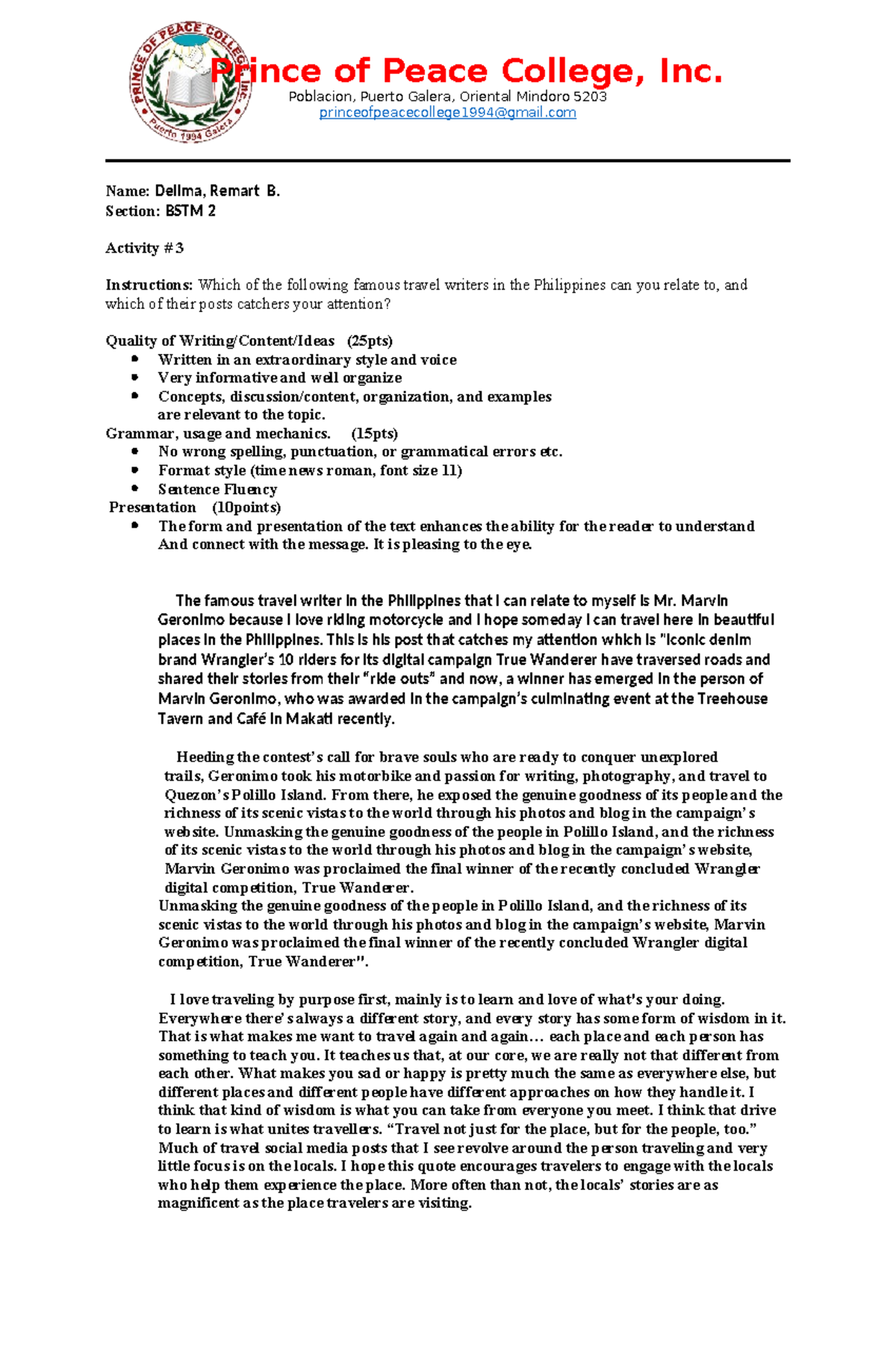 Activity-3 - This is my answer - Prince of Peace College, Inc ...