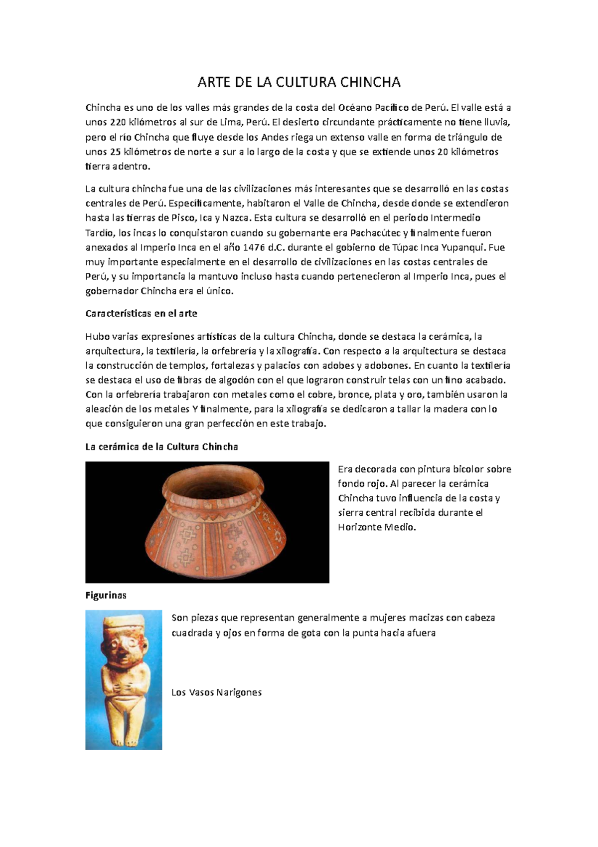 ARTE DE LA Cultura Chincha - ARTE DE LA CULTURA CHINCHA Chincha es uno ...