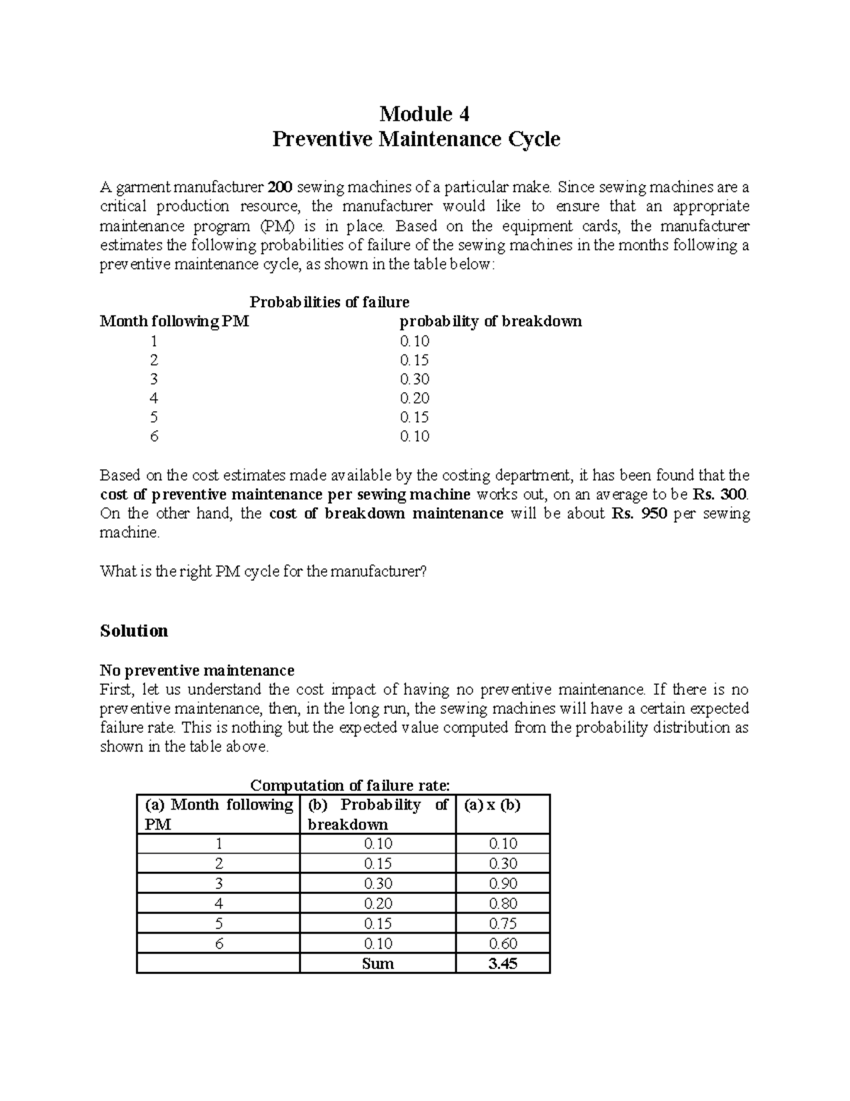 Case 5 Preventive Maintenance Cycle - Module 4 Preventive Maintenance ...