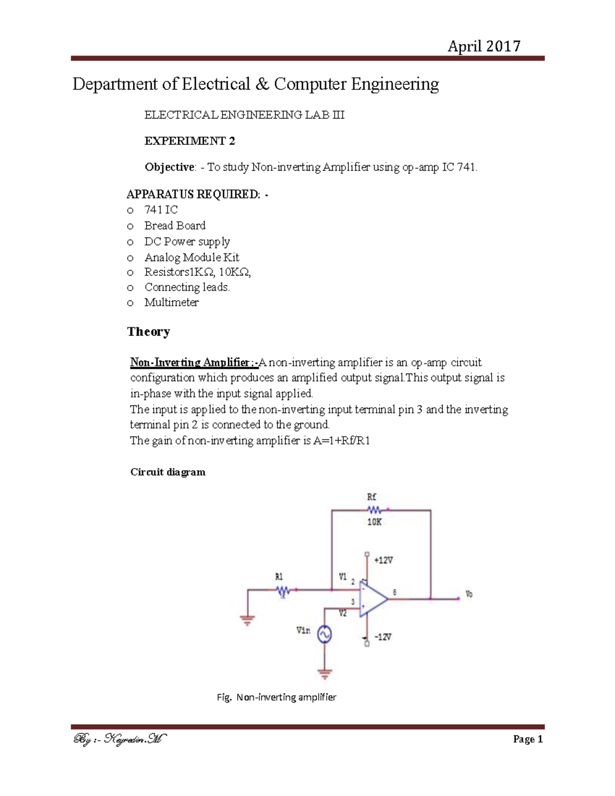 Lab III experiment 2 - study - April 2017 By :- Keyredin Page 1 ...