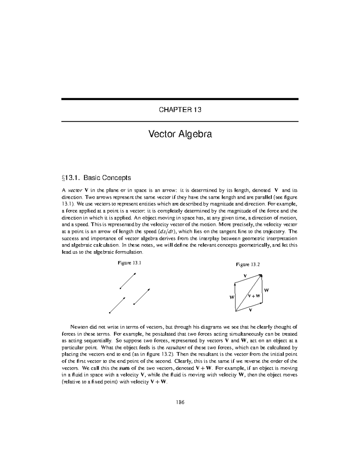 Ch13 - Maths 1 - CHAPTER 13 Vector Algebra x13. Basic Concepts A vector Vin the plane or in ...