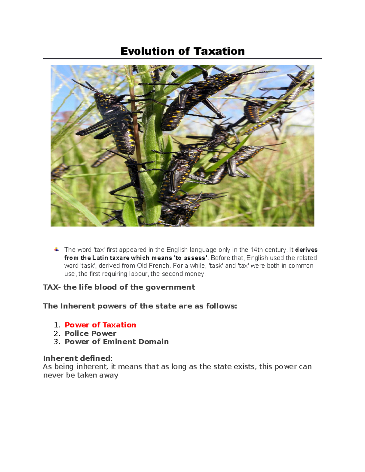 Evolution-of-Taxation - Evolution of Taxation The word 'tax' first ...