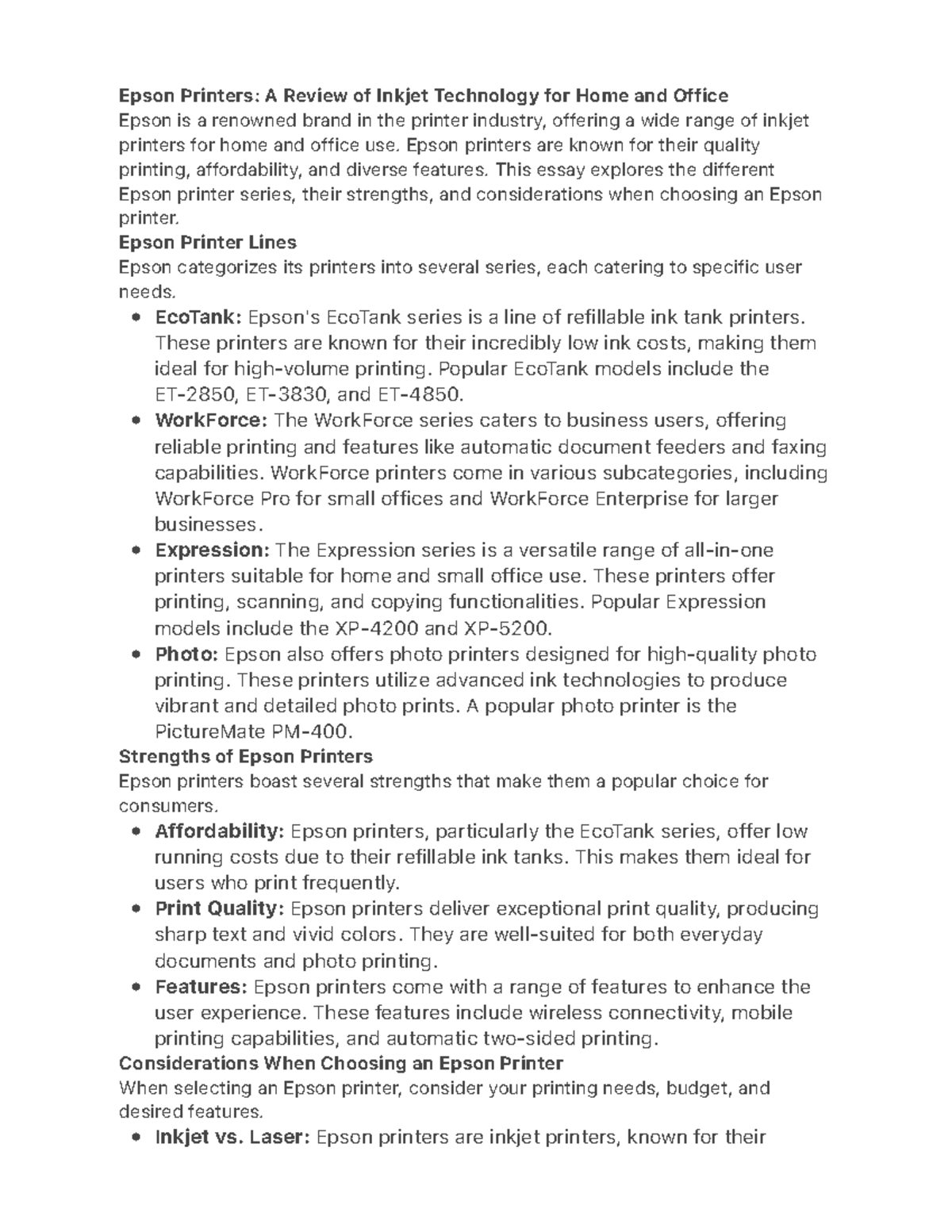 Epson Printers: A Review of Inkjet Technology for Home and Office ...