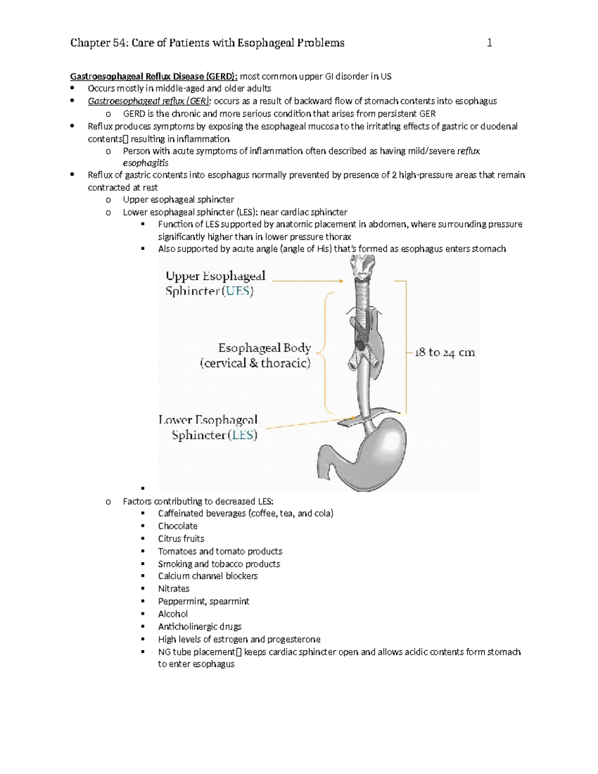 Ch 54 Care of Patients with Esophageal Problems - Gastroesophageal ...