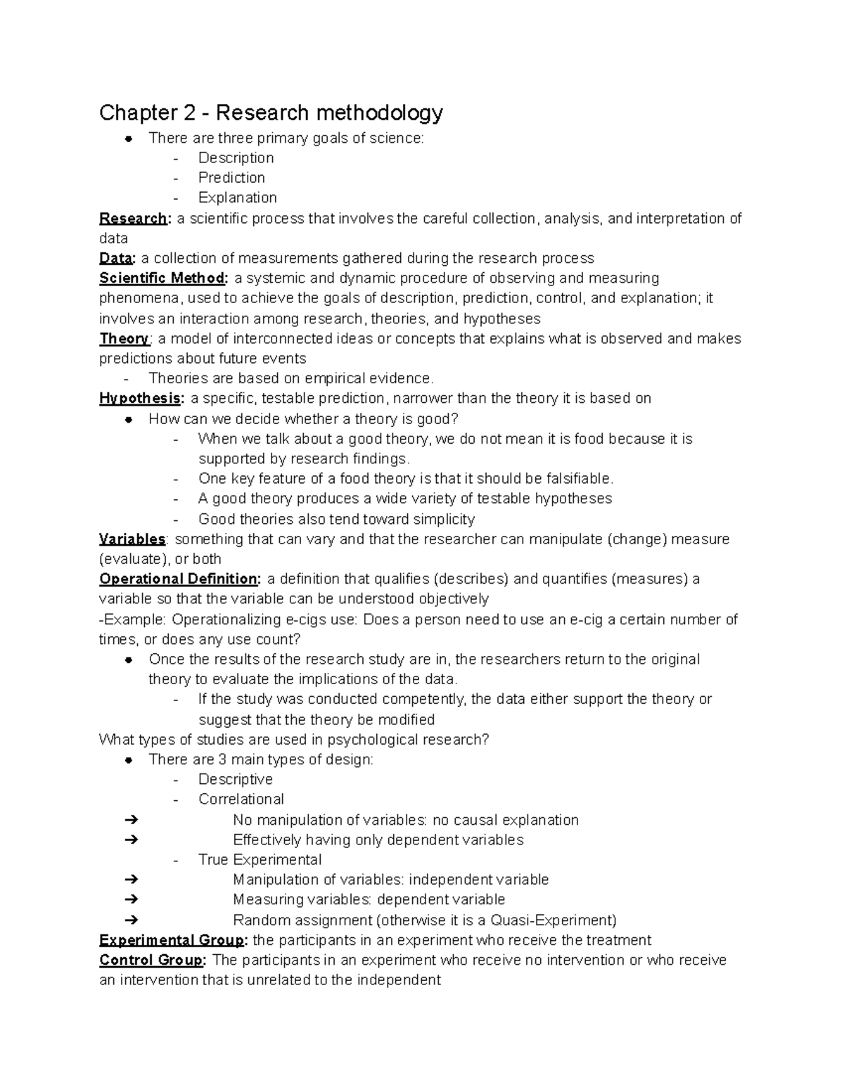 Psych Chapter 2 - Research Methodology - Chapter 2 - Research ...