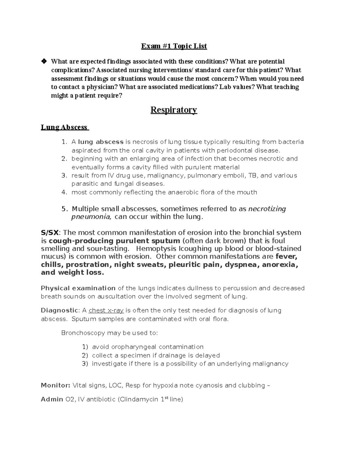 Final Exam #1 Topic List Summer 2020 - Exam #1 Topic List What are ...