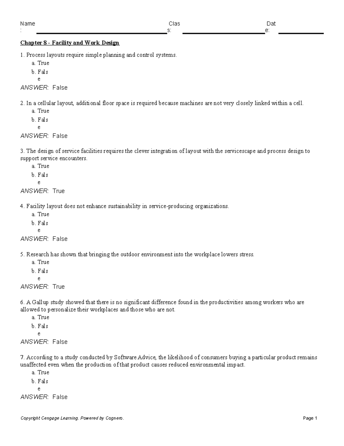 Chapter 8 Facility and Work Design - : s: e: Chapter 8 - Facility and ...