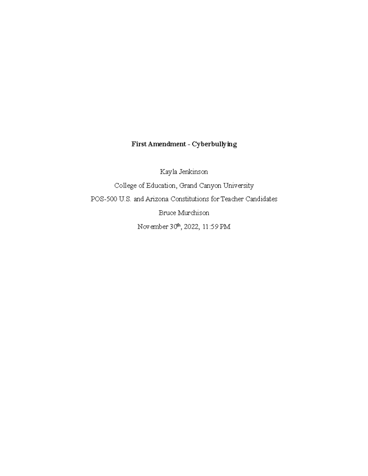 Cyberbullying and the First Amendment - First Amendment - Cyberbullying ...