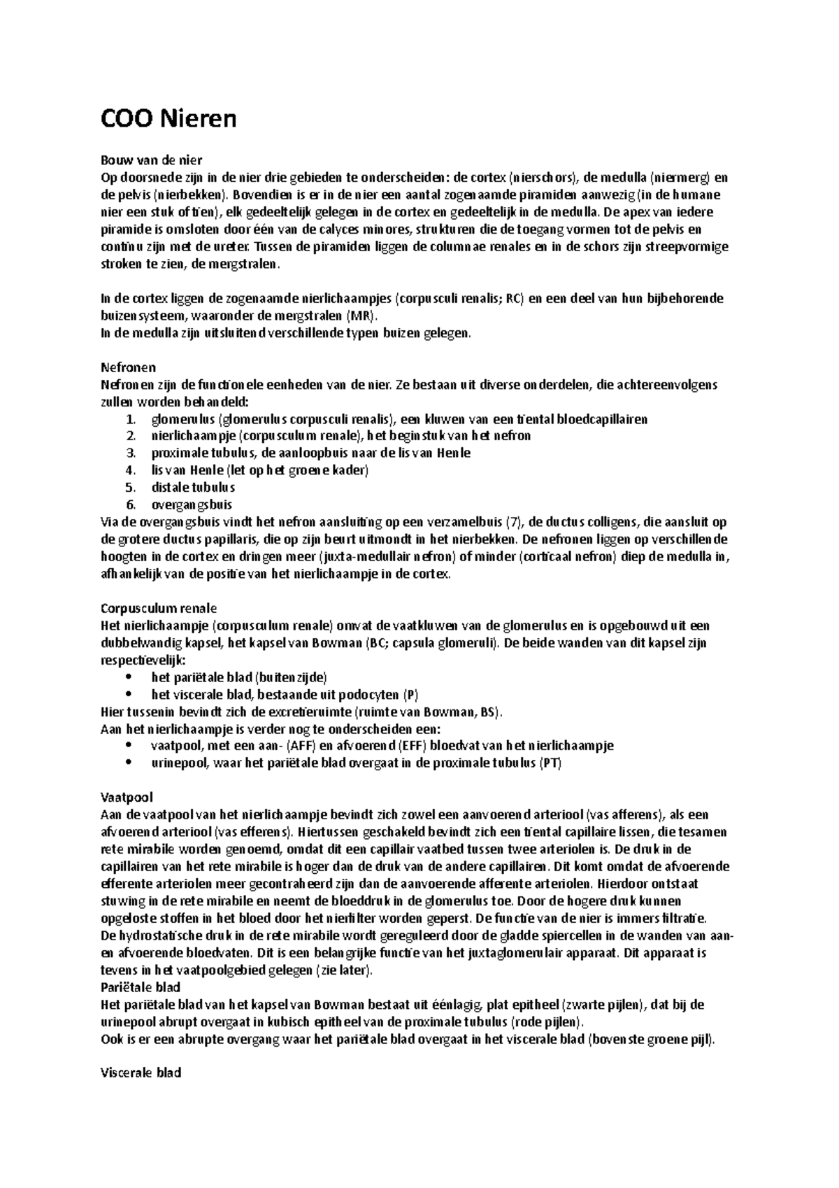 Samenvatting - e-learning nieren - COO Nieren Bouw van de nier Op ...