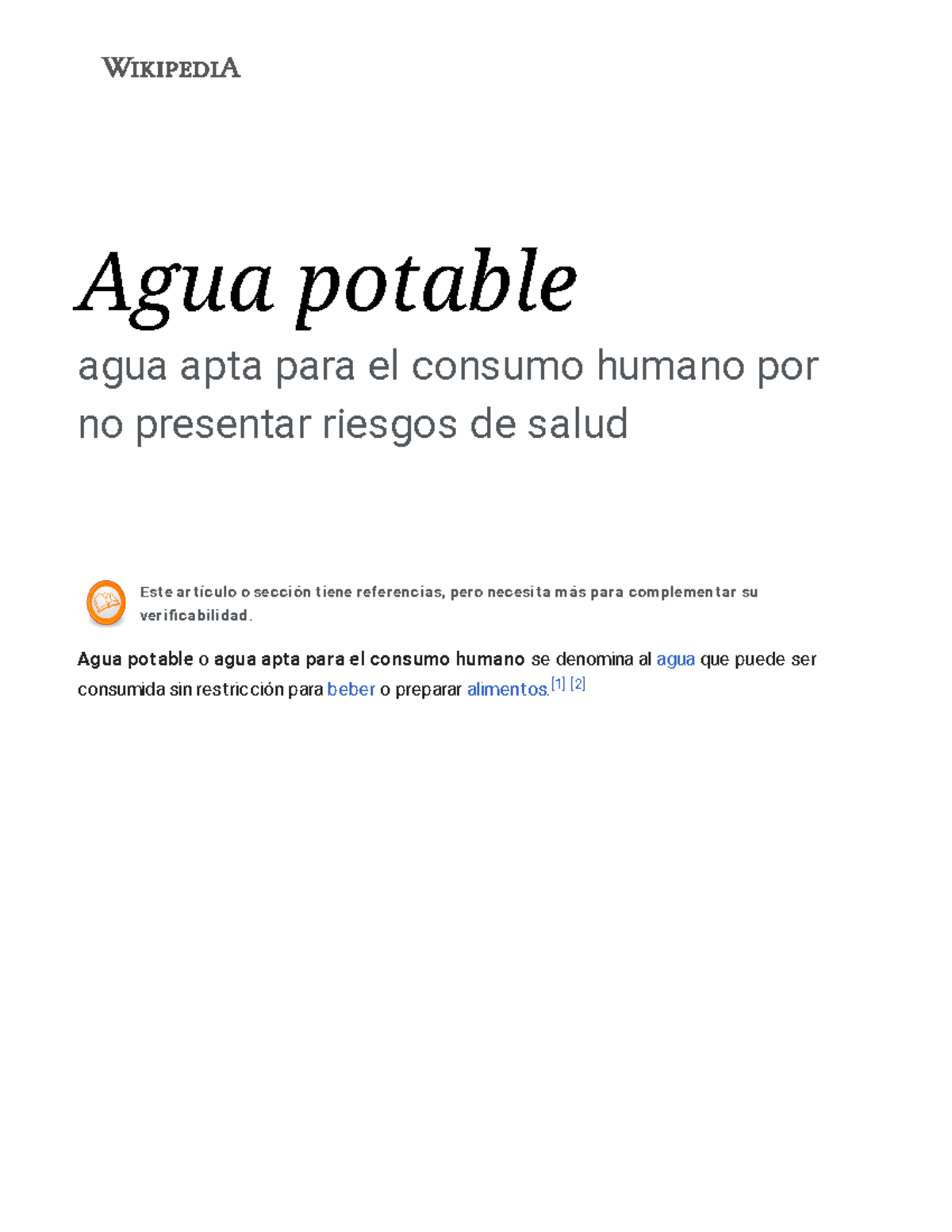 Agua potable - Wikipedia, la enciclopedia libre - Agua potable agua ...