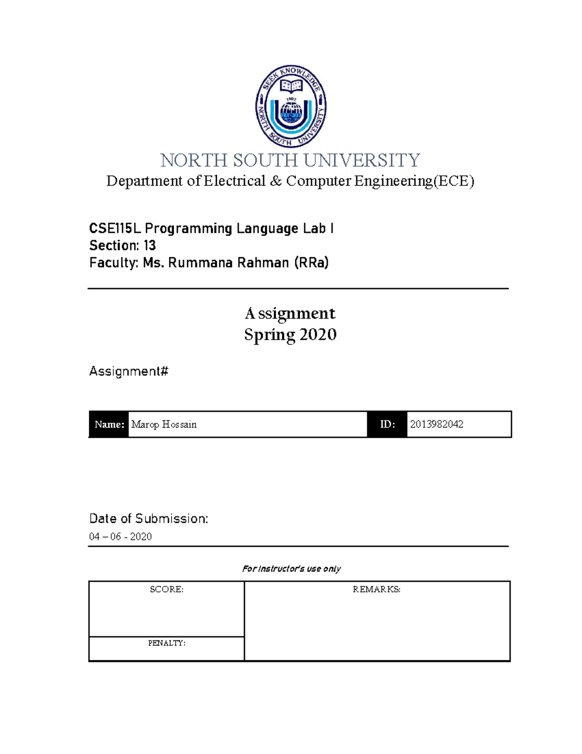 Cse115 Lab Report North South University Department Of Electrical And Computer Engineeringece