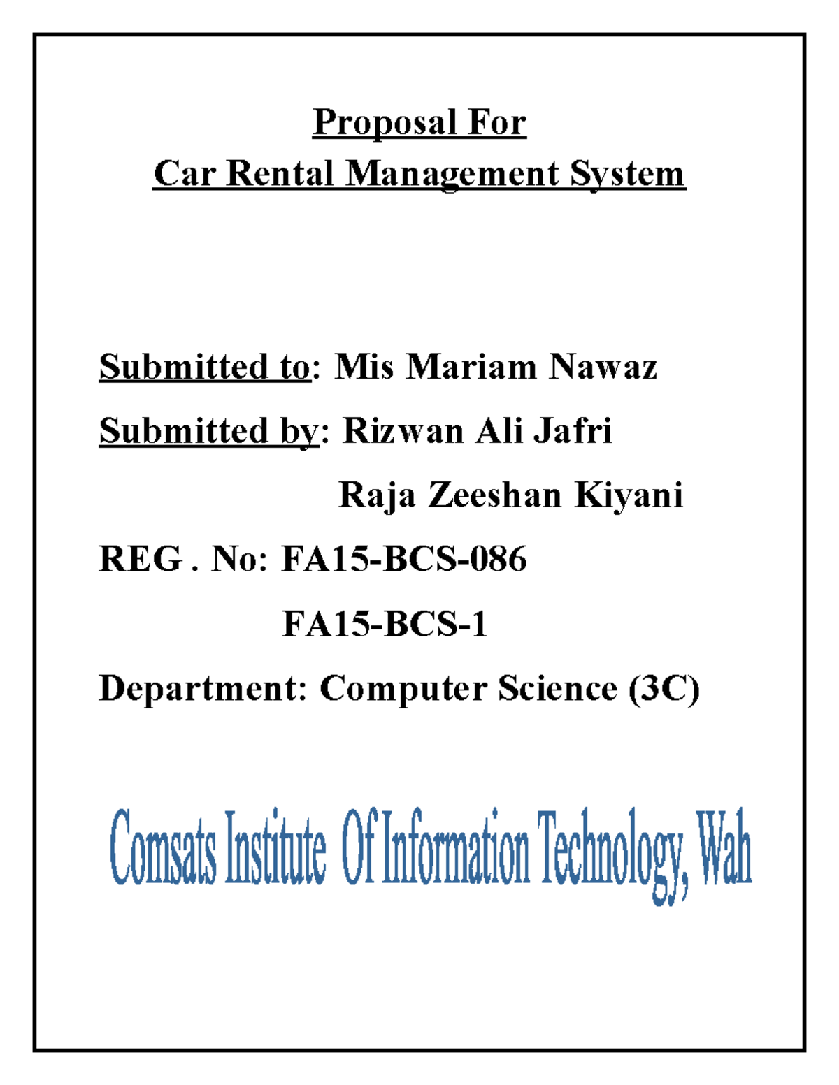 Proposal For Car Rental Management System - Proposal For Car Rental ...