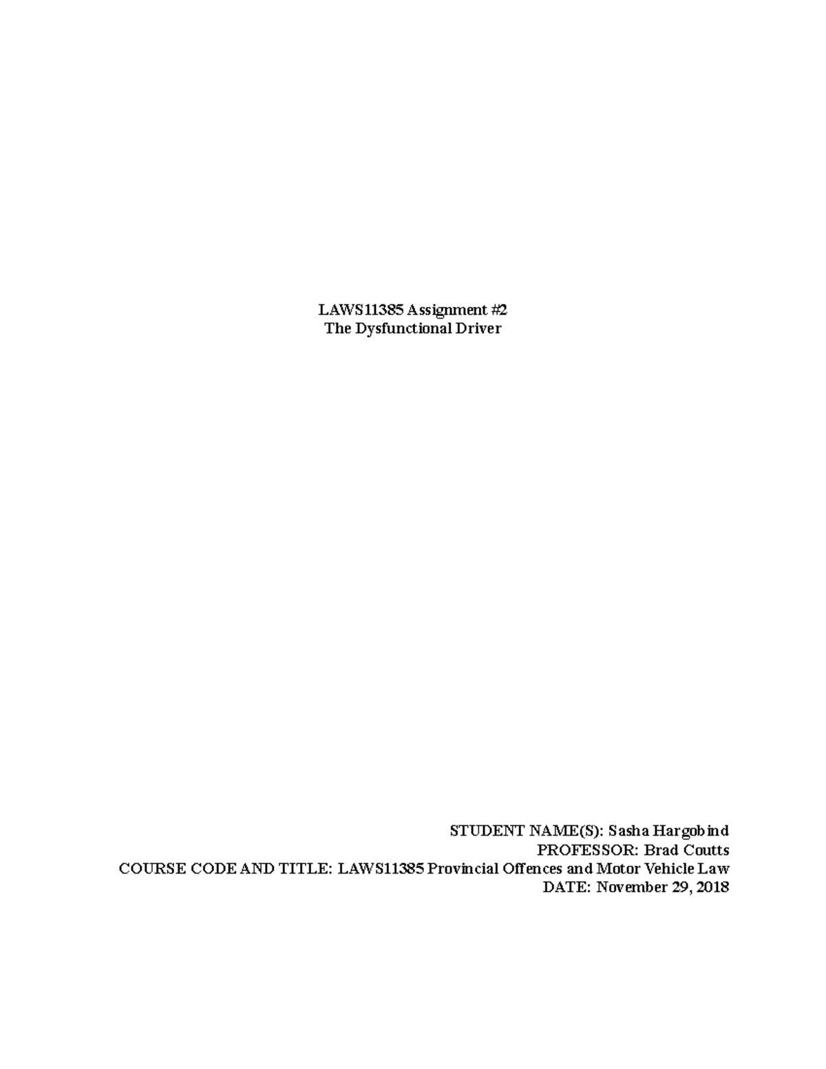 POA assignment 2 - I had Brad for this course. - LAWS11385 Assignment ...