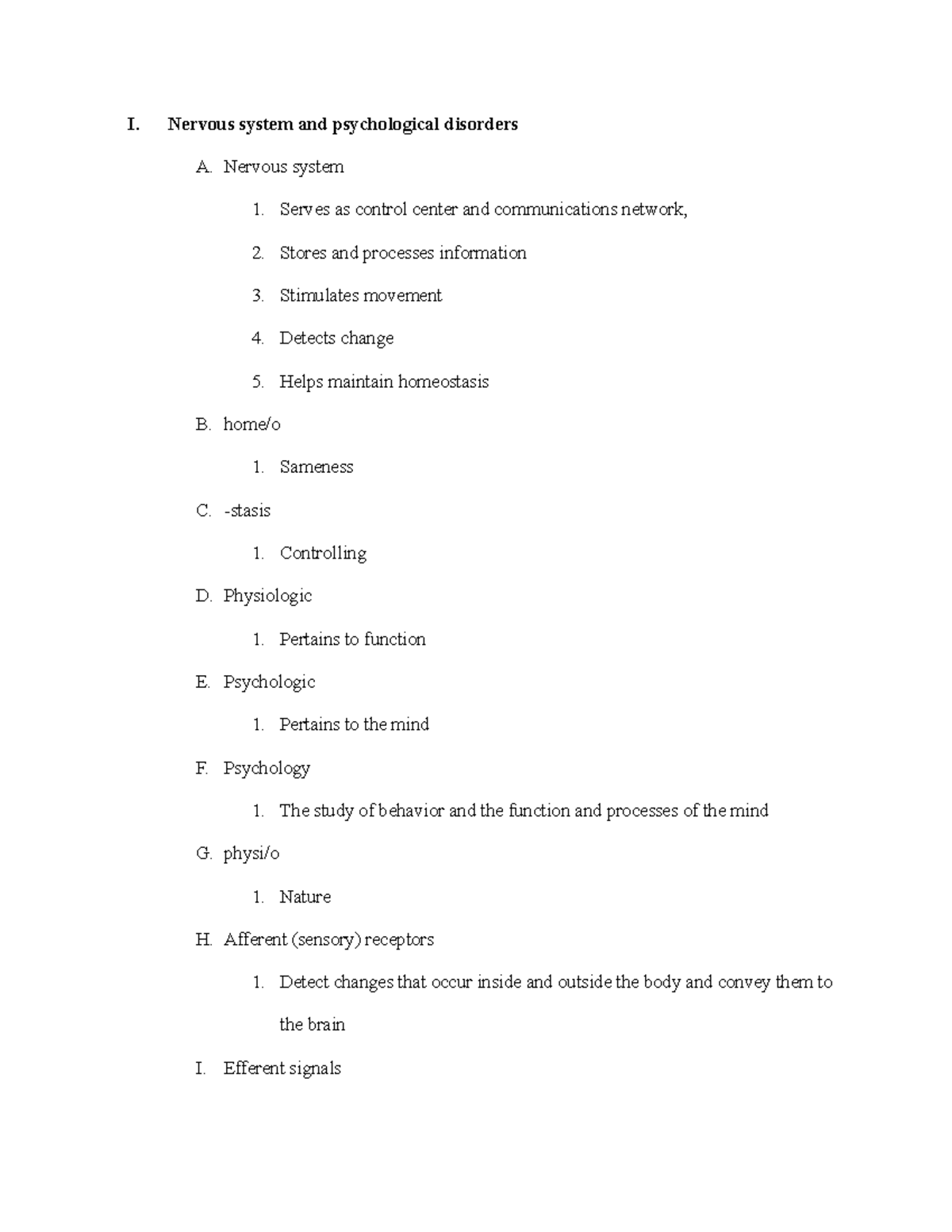 Medical Terminology Nervous system and psychological disorders notes ...