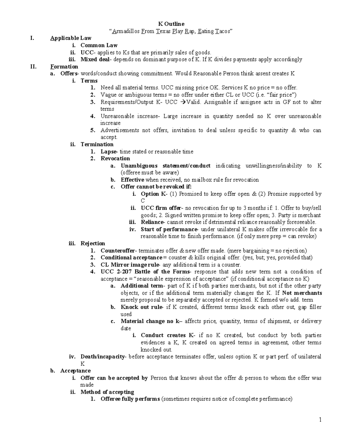 Contracts - bar outline - K Outline “Armadillos From Texas Play Rap ...