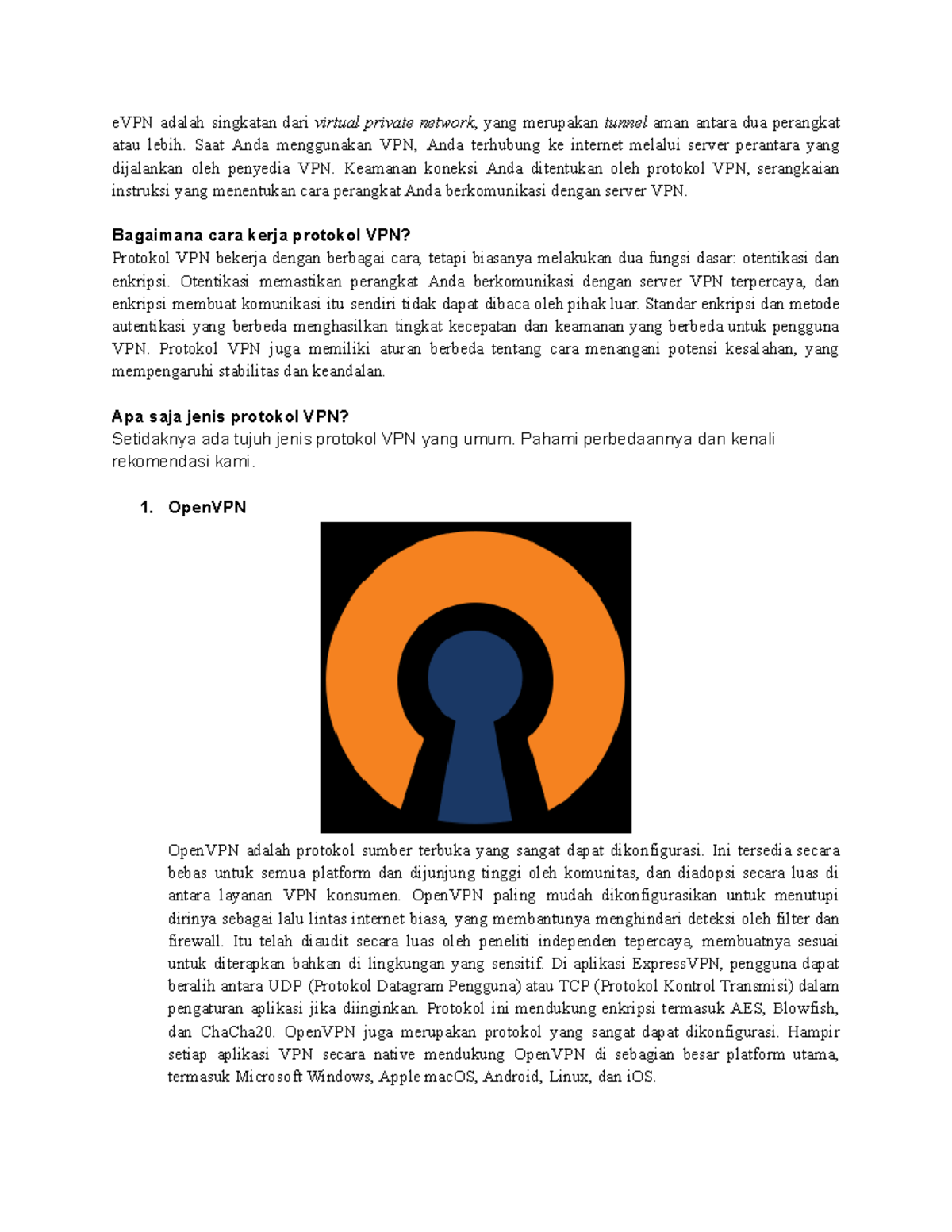 VPN - Keamanan Perangkat Lunak DAN Informasi - eVPN adalah singkatan ...