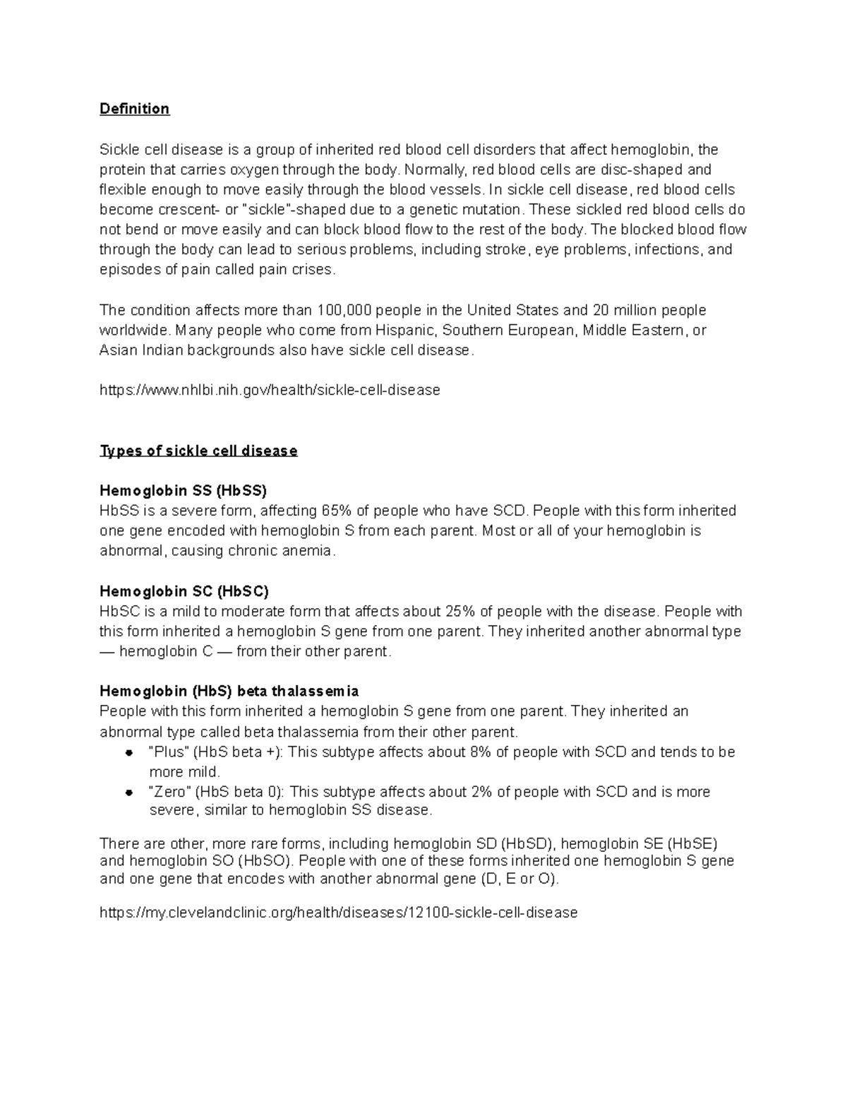 Definitionand Types - Definition - Definition Sickle cell disease is a ...