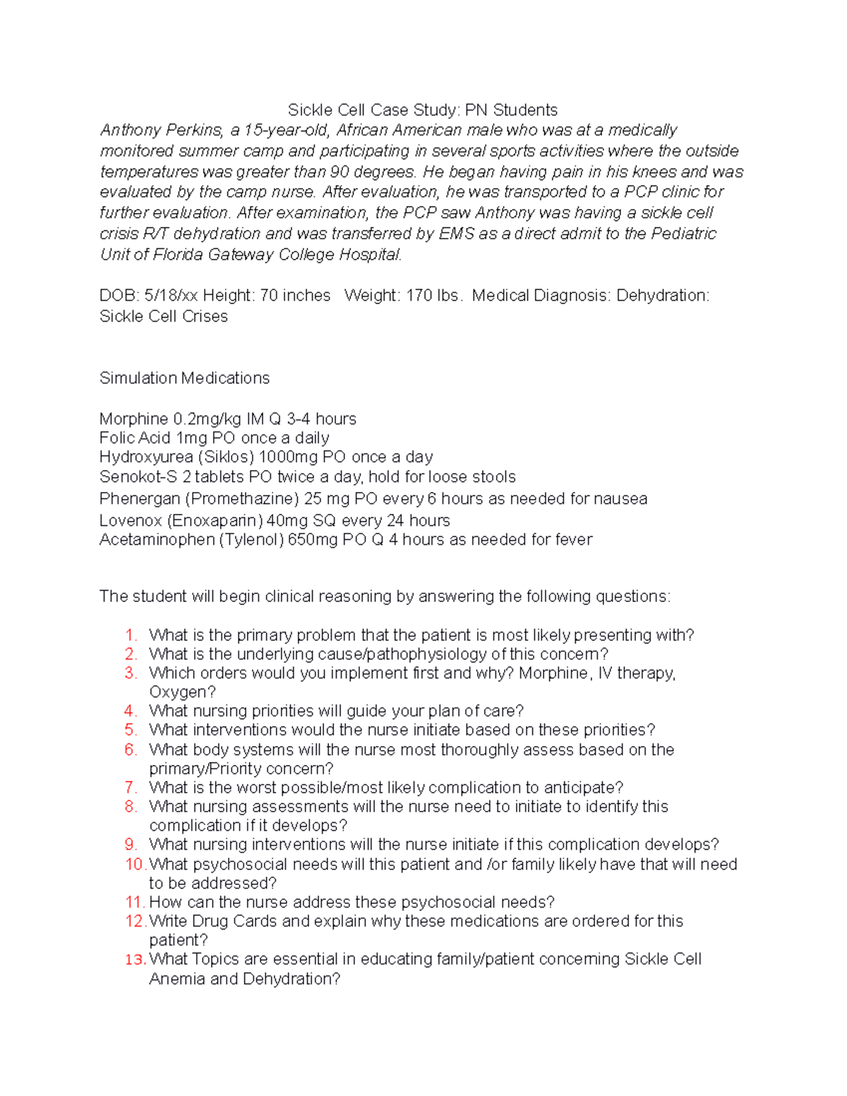 Sickle Cell Case Study 2022 - Sickle Cell Case Study: PN Students ...