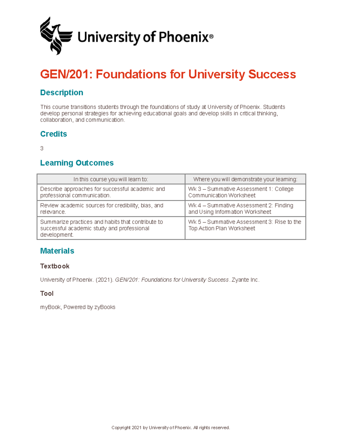 Gen201 v11 syllabus - GEN/201: Foundations for University Success ...