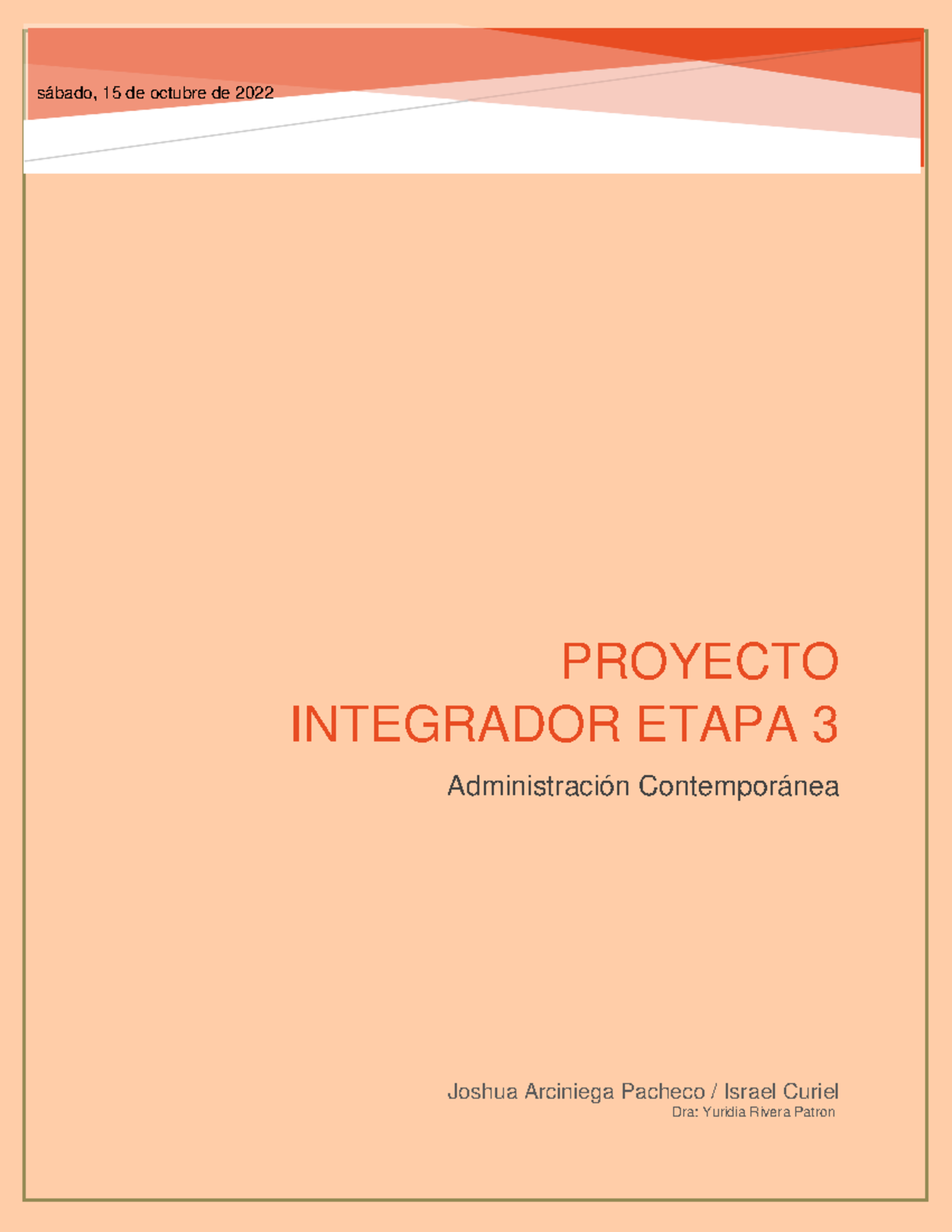 Actividad 5 administracion - Proyecto INTEGRADOR etapa 3 PROYECTO INTEGRADOR ETAPA 3 ...