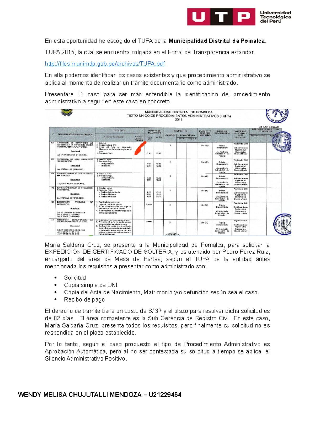 Trabajo TUPA - En esta oportunidad he escogido el TUPA de la Municipalidad Distrital de Pomalca ...