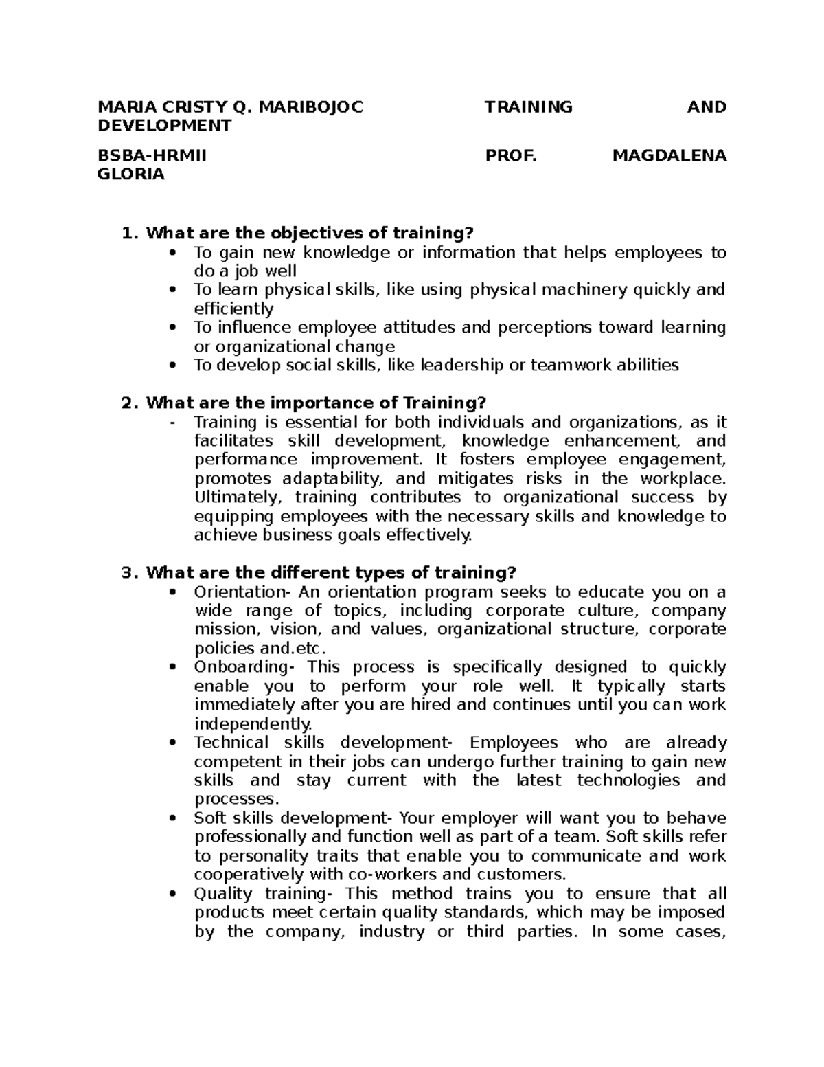 Maribojoc- Maria- Cristy Training-AND- Development - MARIA CRISTY Q ...