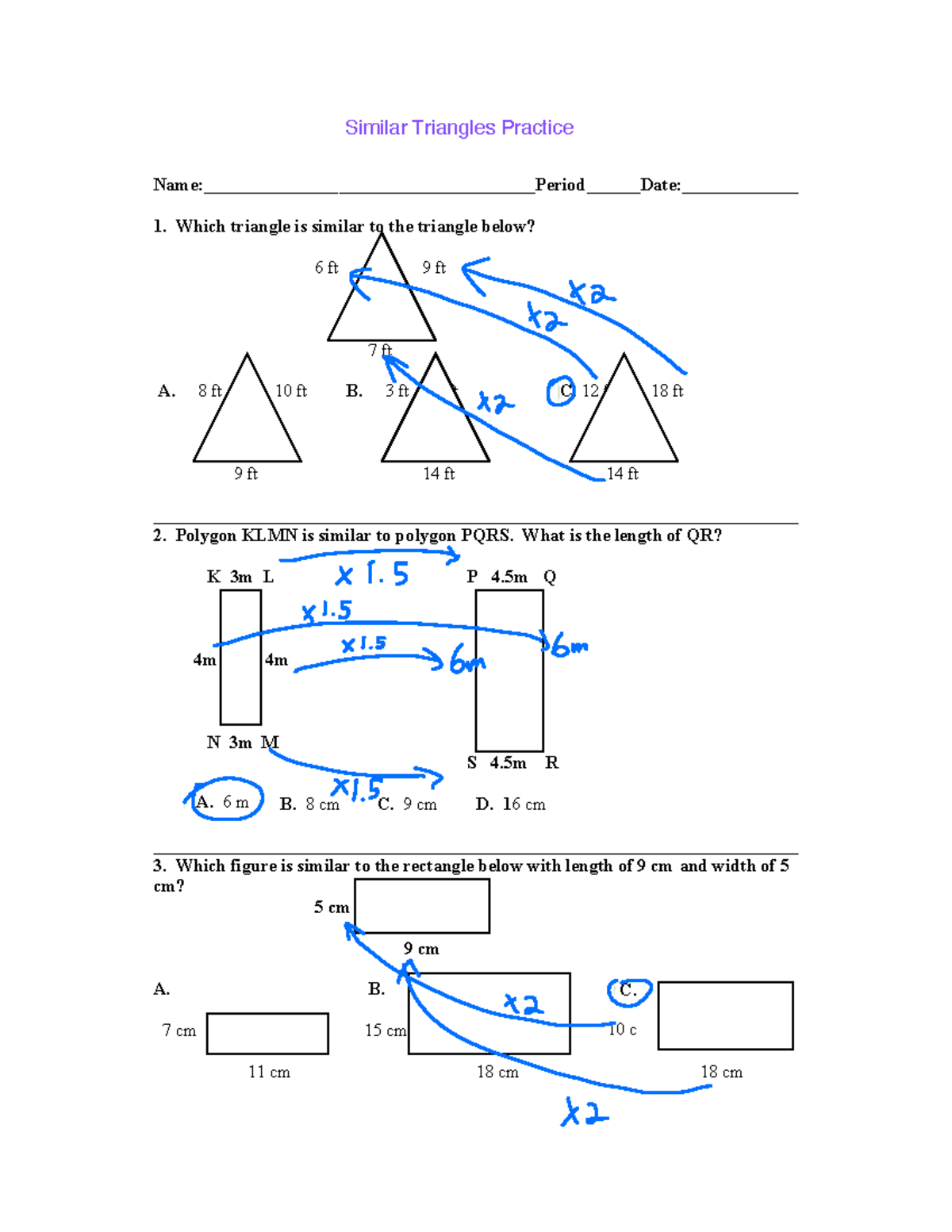 Math Things That Are Hard - Quiz on Similar Figures Name ...