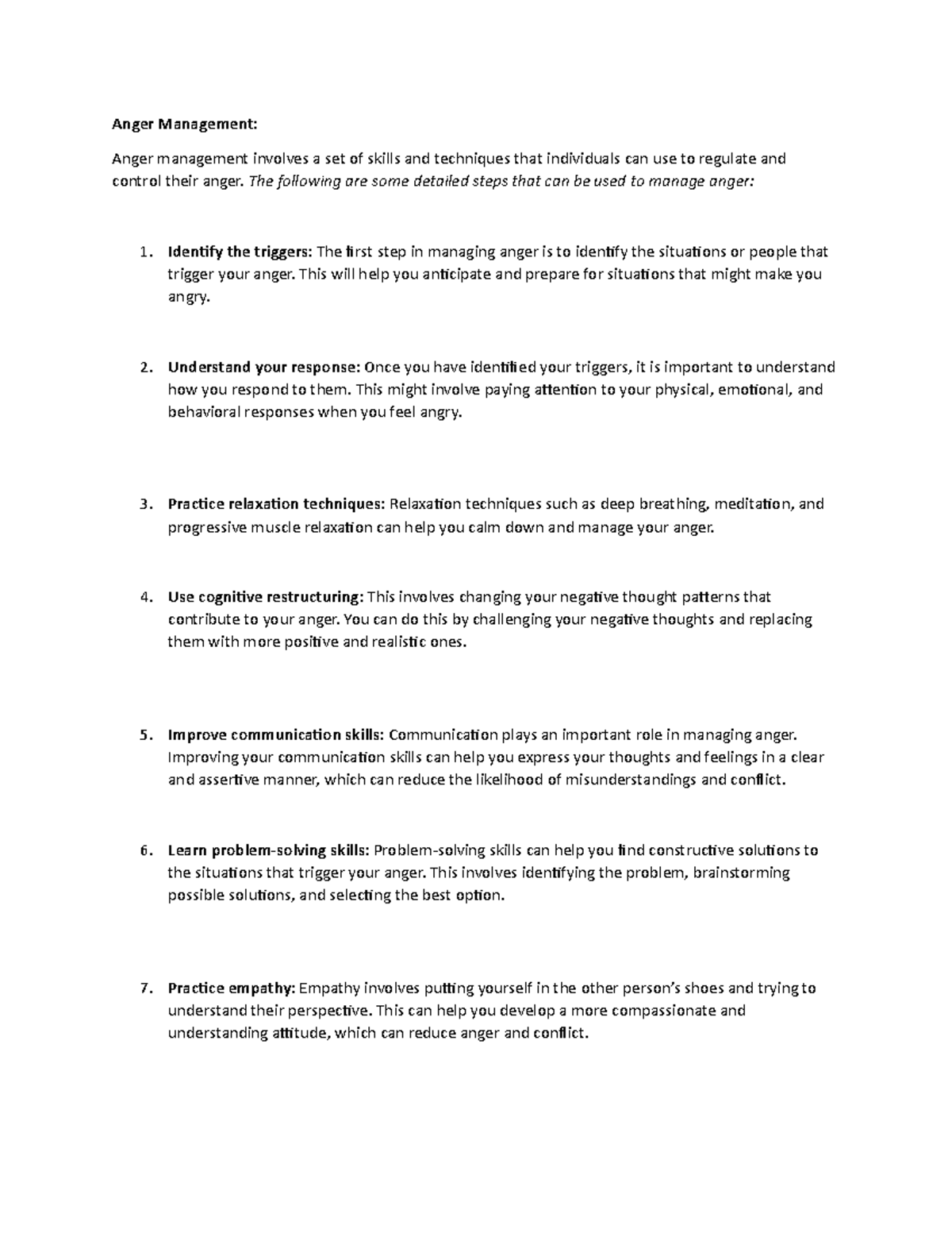 Anger Management - Anger Management: Anger management involves a set of ...