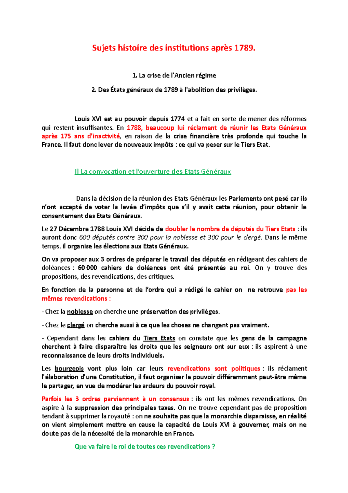 Examen 7 Mai 2017, questions et réponses - Sujets histoire des ...