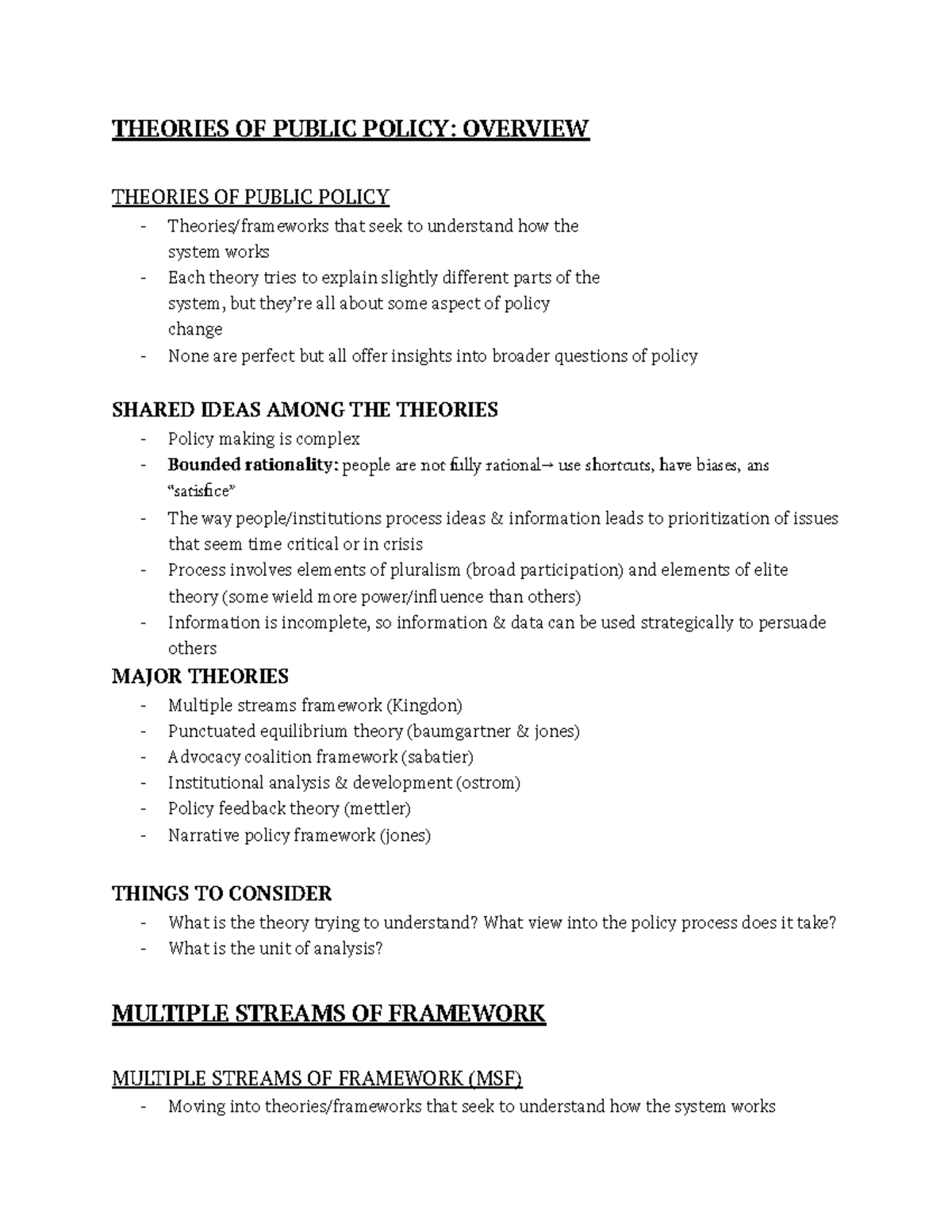 Theories of Policy Process Overview - THEORIES OF PUBLIC POLICY ...