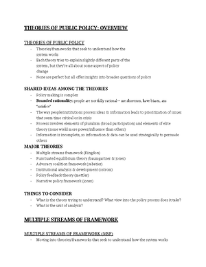 Policy Cycle Stages Model and Policy Typology Notes - RECAP Policy is ...