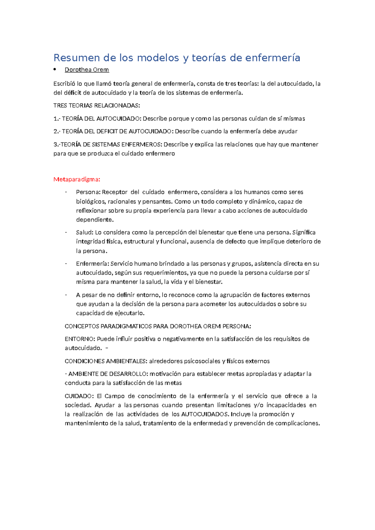 Resumen de los modelos y teorías de enfermería - Resumen de los modelos ...